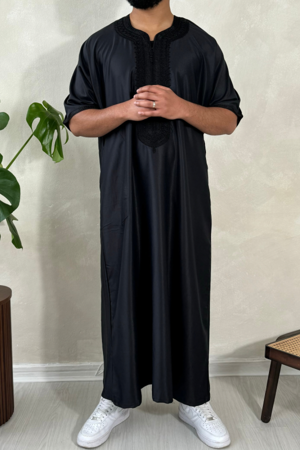 Black Moroccan Thobe | Men's Moroccan Thobe | Al-Layth